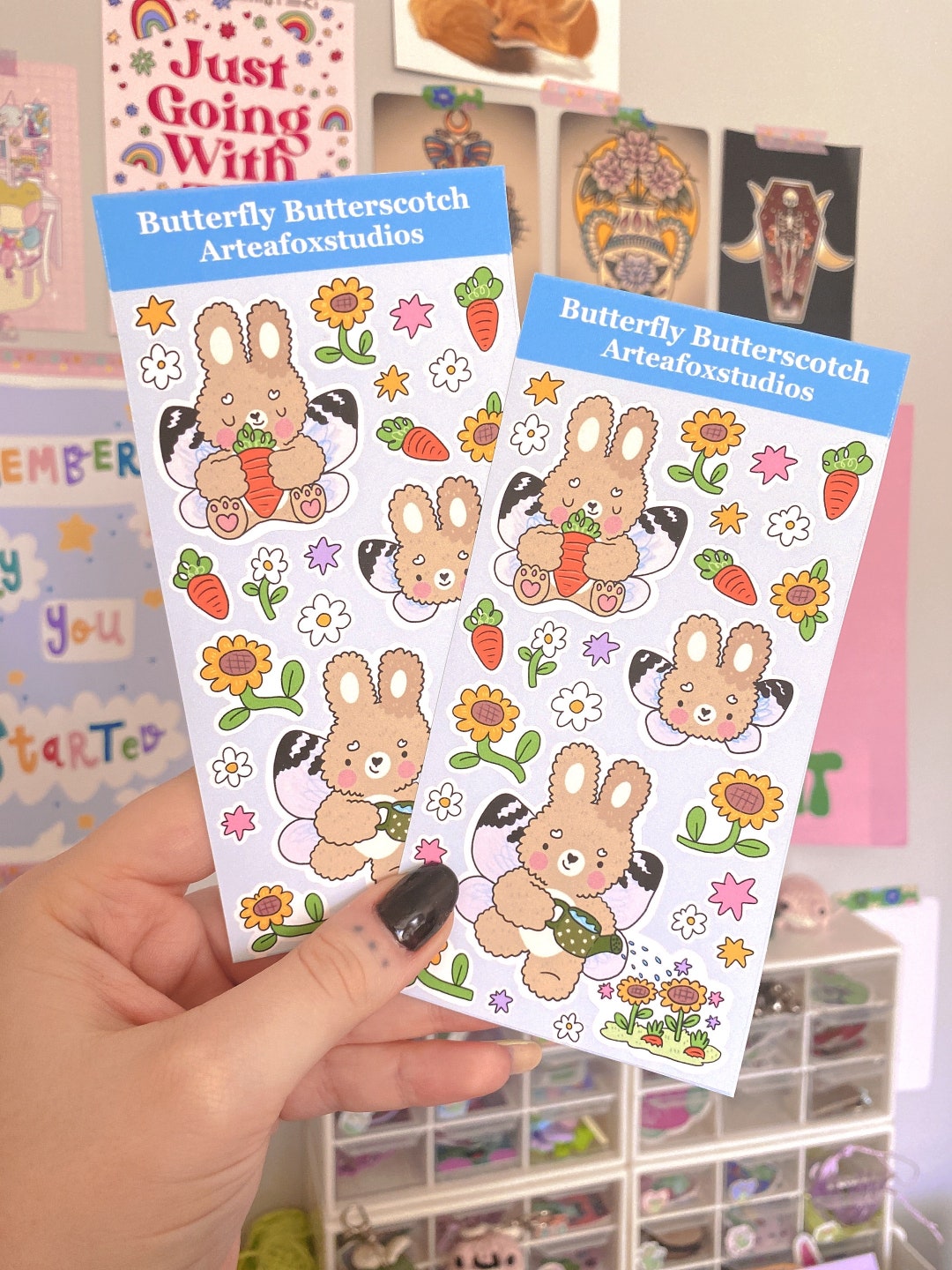 Butterfly Butterscotch Bunny Sticker Sheet planner Journal Bujo Decco ...