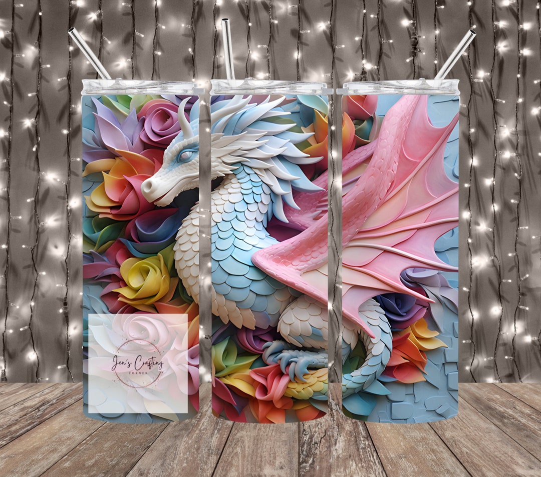 Pastel Dragon, 3D Dragon, Flowers - Etsy