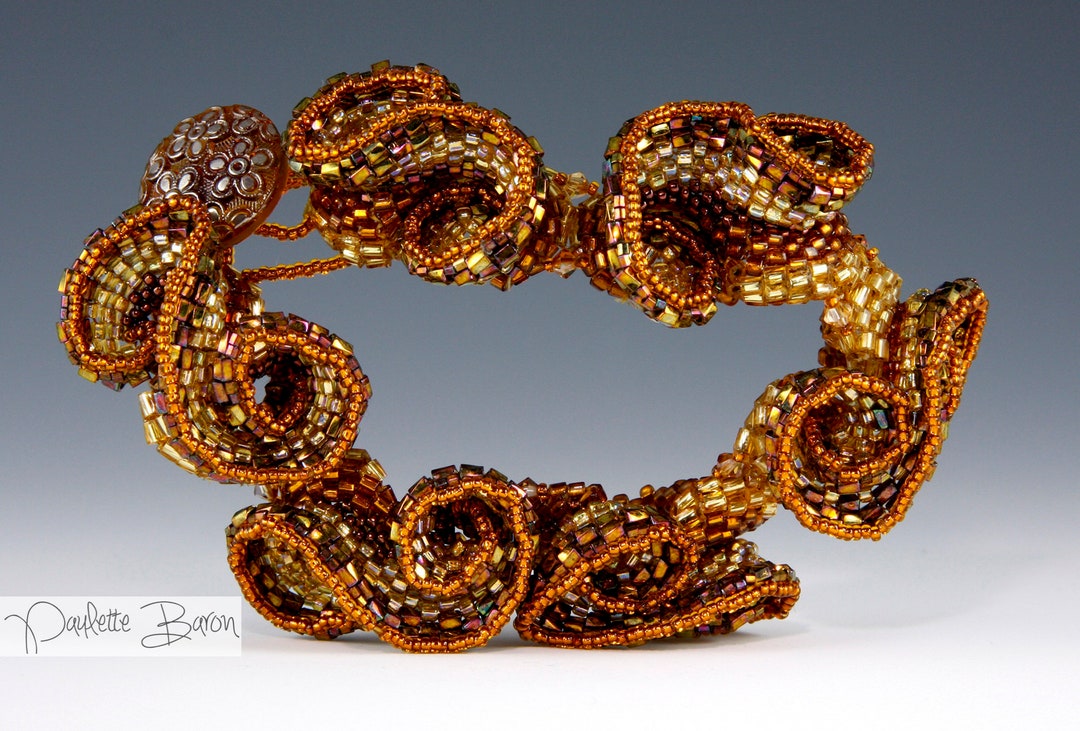3D Beaded Flat Peyote Elizabethan Ruffled Spirals Bracelet - Etsy