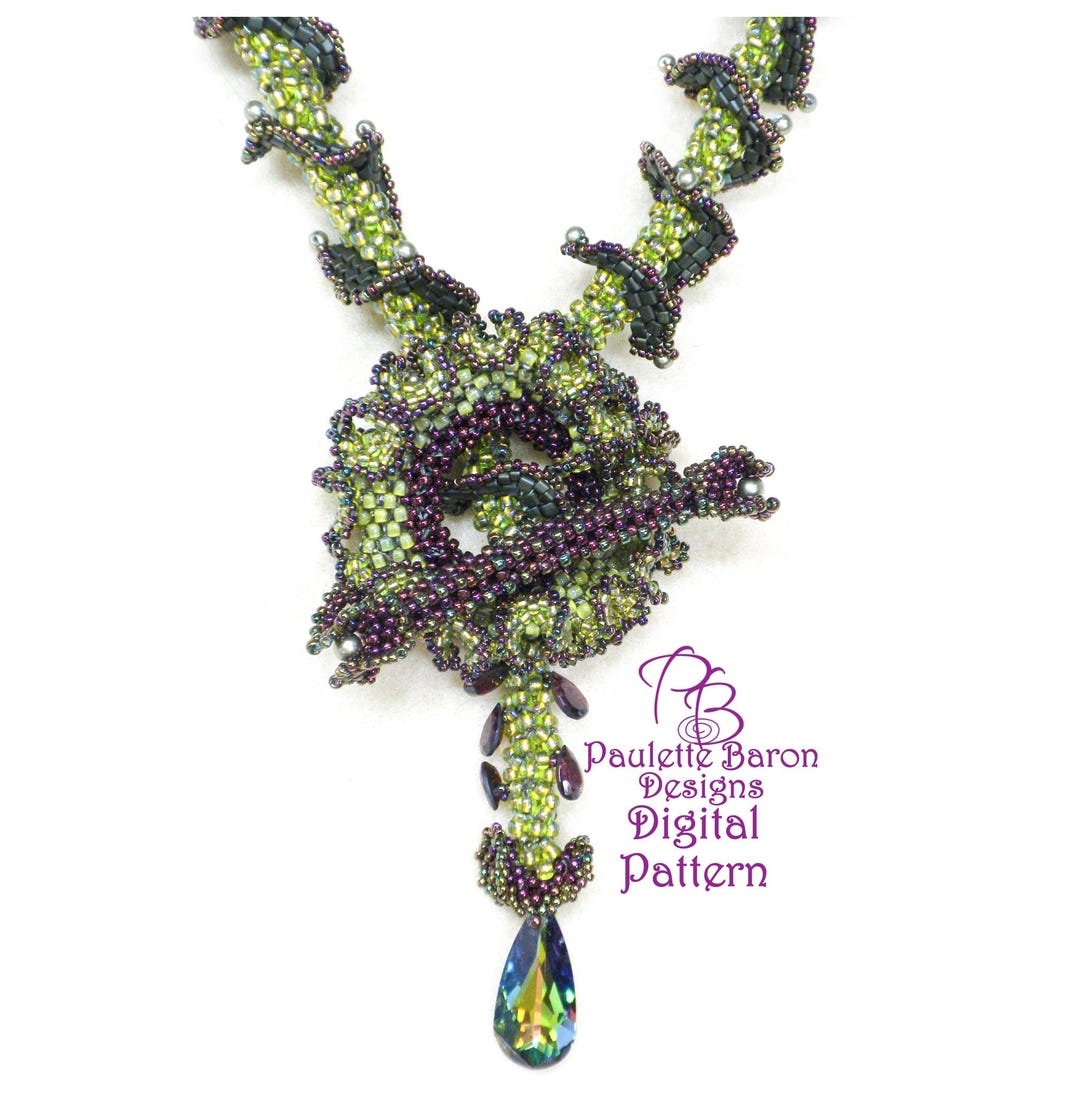 Pattern for 3D Peyote Ruffles & RAW Necklace, Catch the Swirls Peyote ...