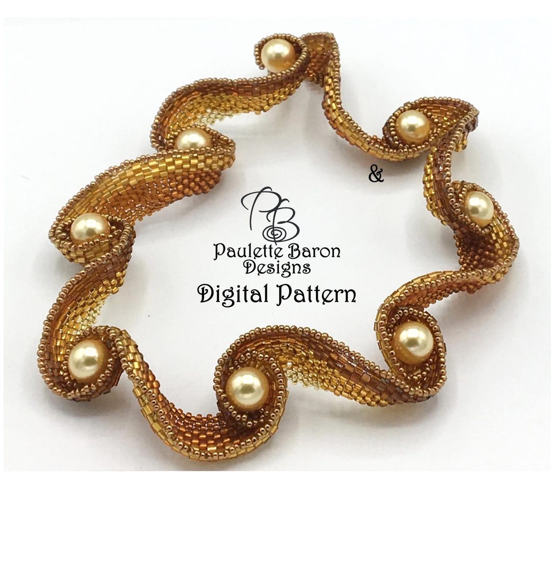 Pattern for Beaded Spiral Waves Peyote Necklace, 3D Ribbons of ...