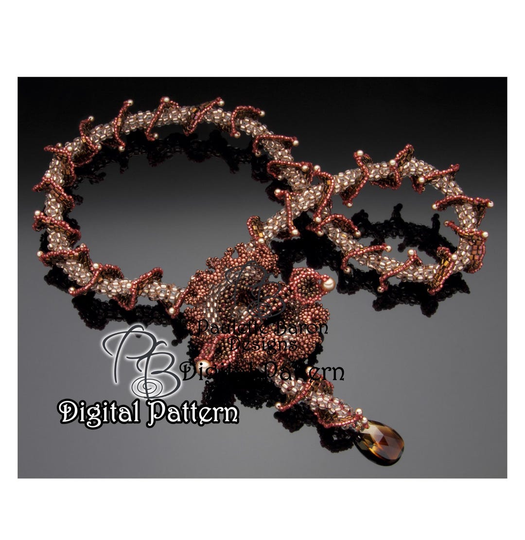 Pattern for Peyote and RAW Ruffled Necklace, Catch the Swirls 3D Peyote ...