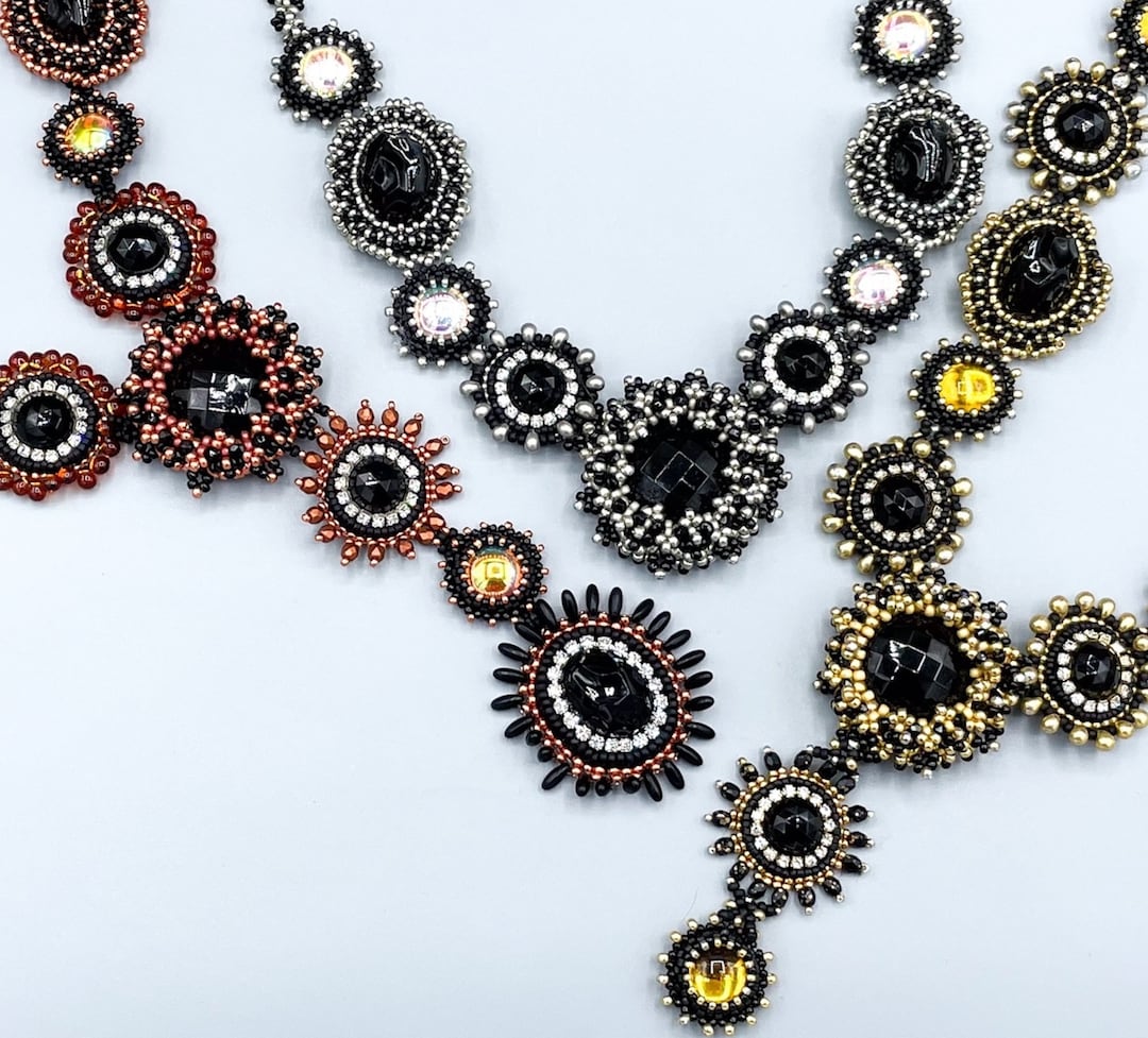 New! Bead Pattern for Bezel Mania Necklace With Multiple Peyote Stitch ...