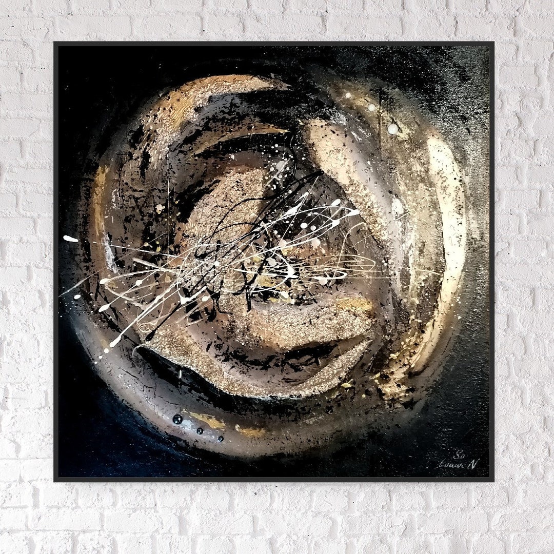 MOKA Brown and Gold Abstract Painting 50x50 Cm - Etsy