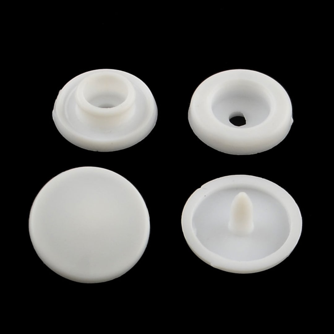 20 ROUND SNAP BUTTONS White Plastic 10 Mm - 4 Pieces - Diy Sewing - Etsy