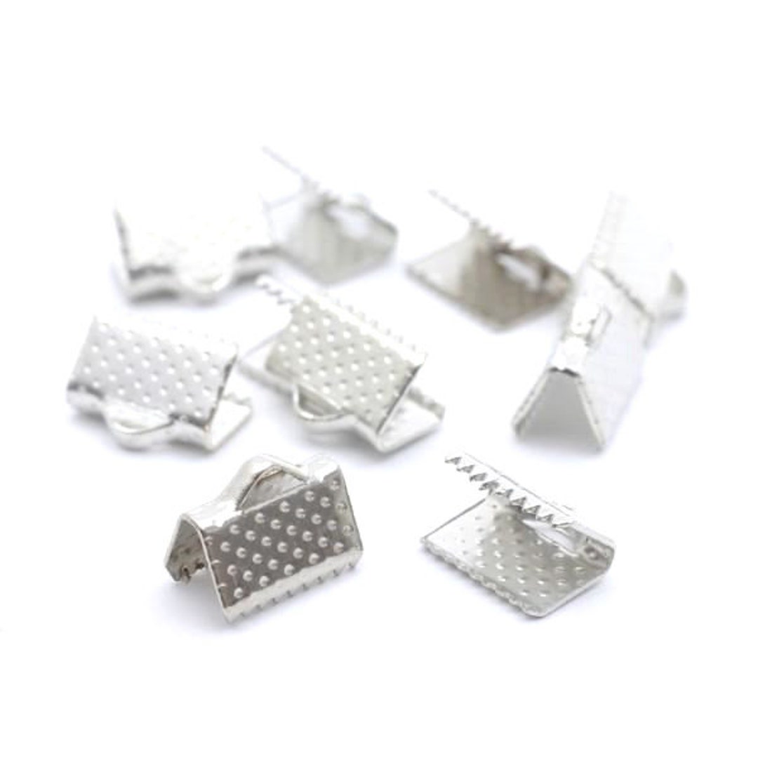 30 PLIERS TIPS ATTACHED Light Silver Metal Ribbons 8 X 6 Mm Beaded ...