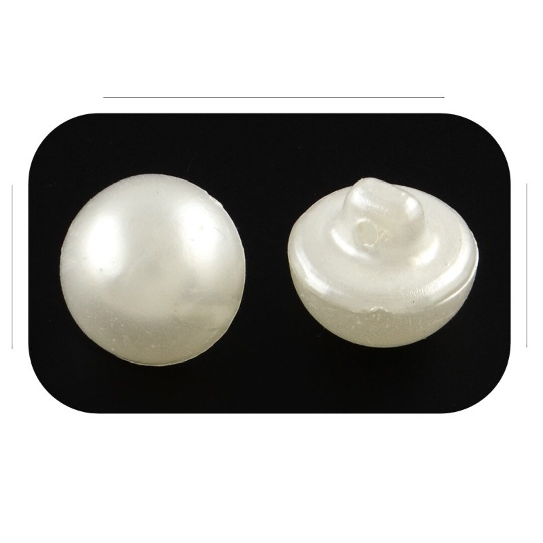 20 White MOTHER-OF-PEARL STEM BUTTONS Pearly Pearl Acrylic Appearance ...