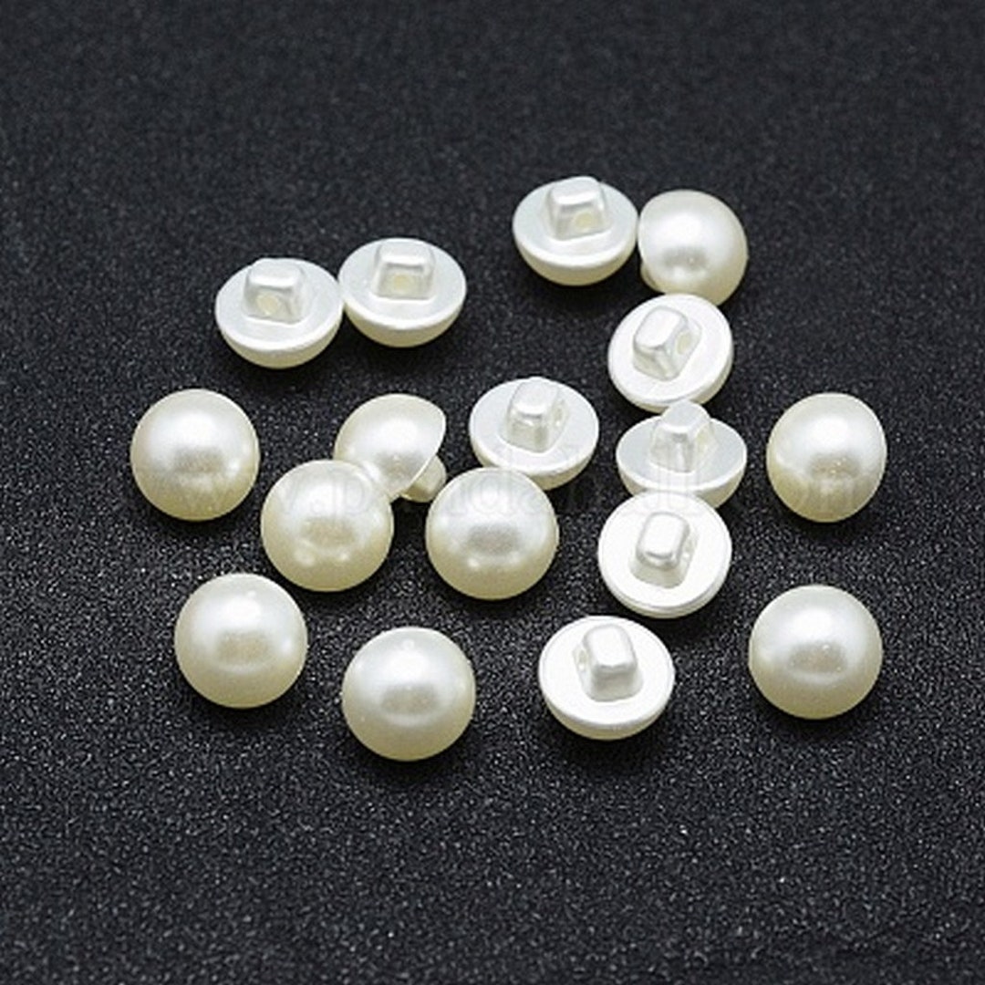 20 Beige Mother-of-pearl Stem Buttons, Pearly Acrylic Finish, 12mm ...