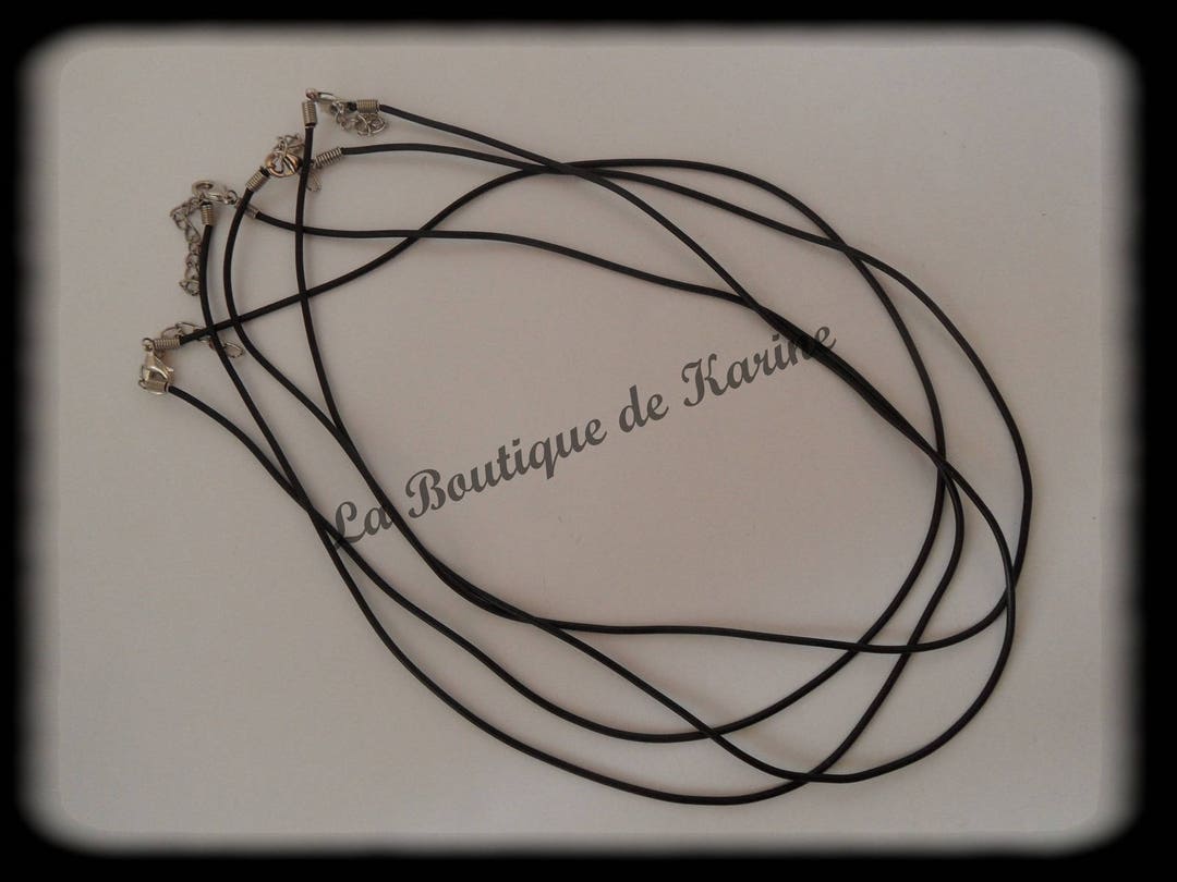 4 BLACK RUBBER CORDS NECKLACES "buna Cord" ø 2 Mm With Clasp - Pearl ...