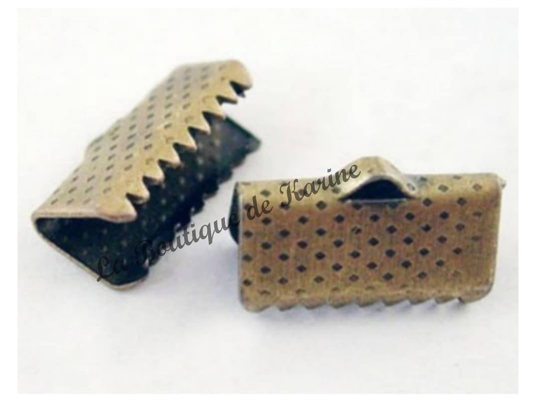 30 Ribbon End CLAMPS Attached RIBBONS Metal Bronze Beads 13 X 7 Mm ...