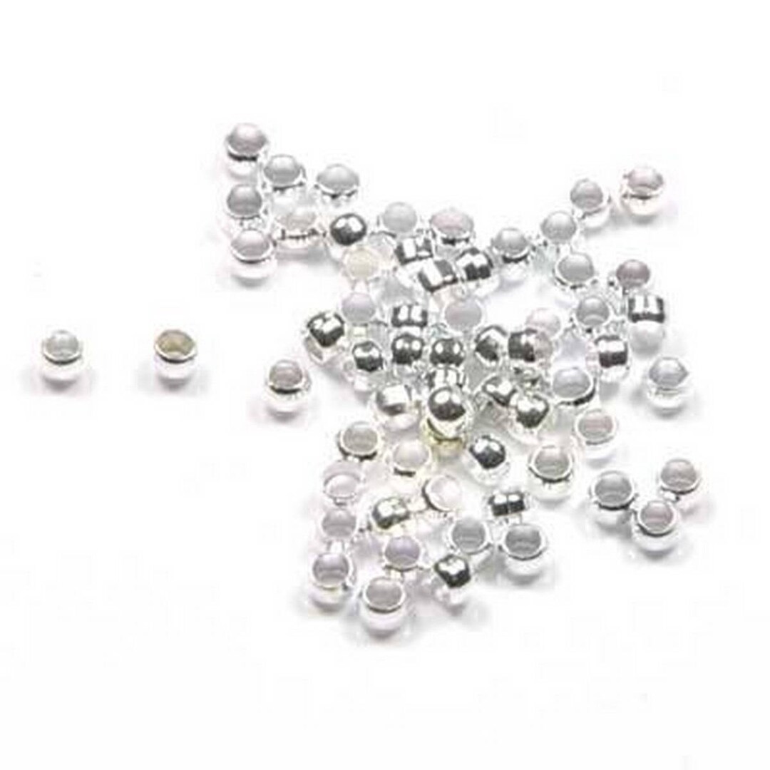 300 ROUND CRUSH BEADS Light Silver Metal Diameter 2 Mm - Creation of ...