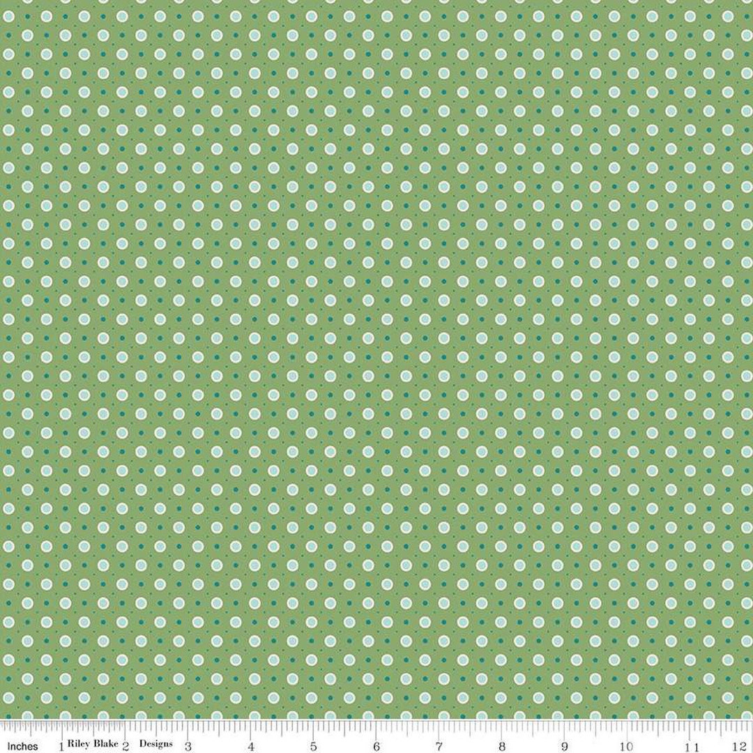 Bee Dots - Lori Holt - Vera - C14172-basil - Fabric is Sold in 1/2 Yard ...