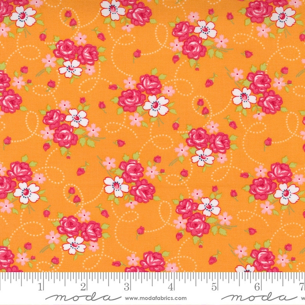 Orange Floral Fabric - Etsy