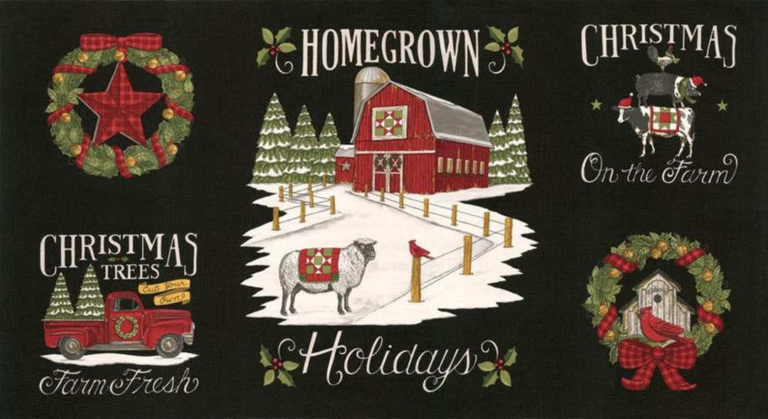Homegrown Holidays Panel - Deb Strain - Farm Black - 19940-14 - Etsy