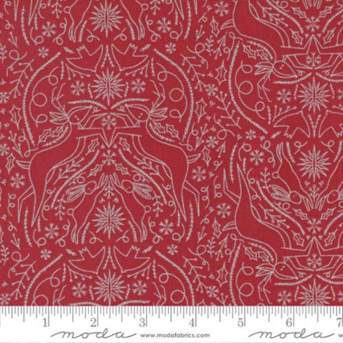 Merrymaking - Gingiber - Scandi Damask - Candy Cane - 48343-15M - Fabric is Sold in 1/2 Yard ...