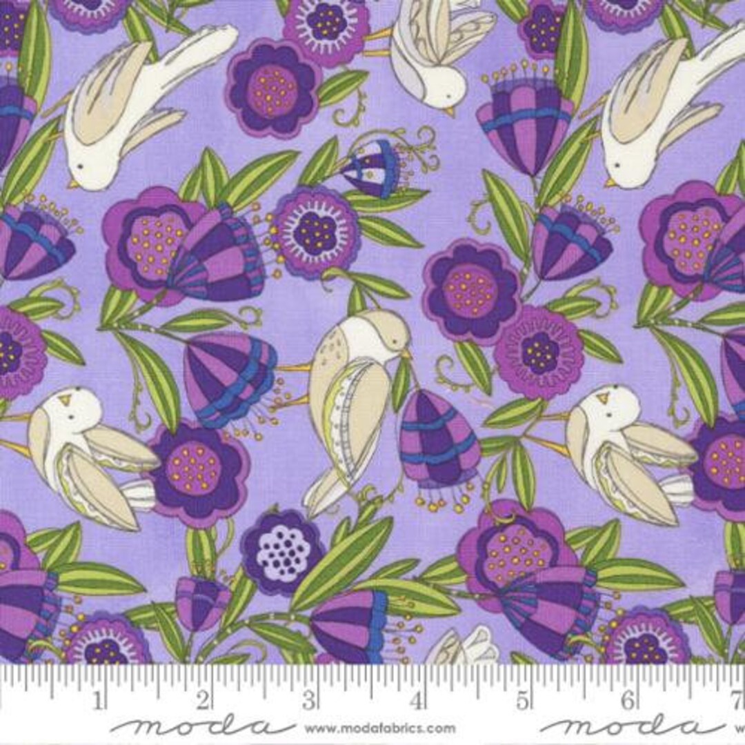 Pansys Posies - Robin Pickens - Birdies - Lavender - 48722-13 - Fabric ...