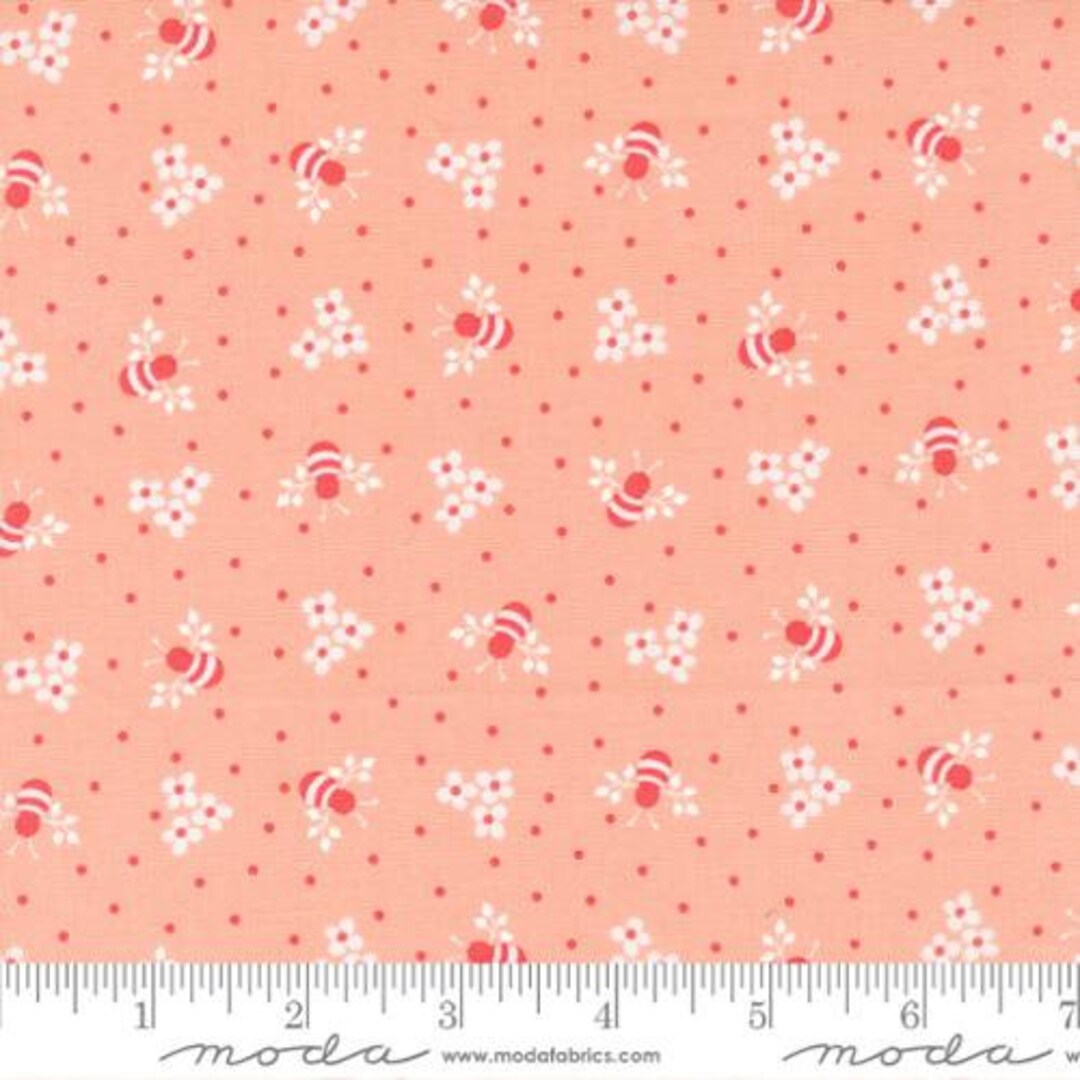 Sunwashed - Corey Yoder - Busy Bee - Coral - 29163-23 - Fabric is Sold ...