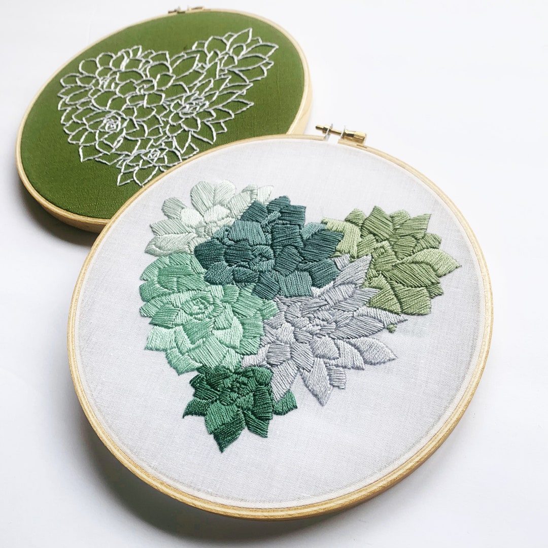 Succulent Heart Embroidery Design. 2 Versions Included. Instant ...