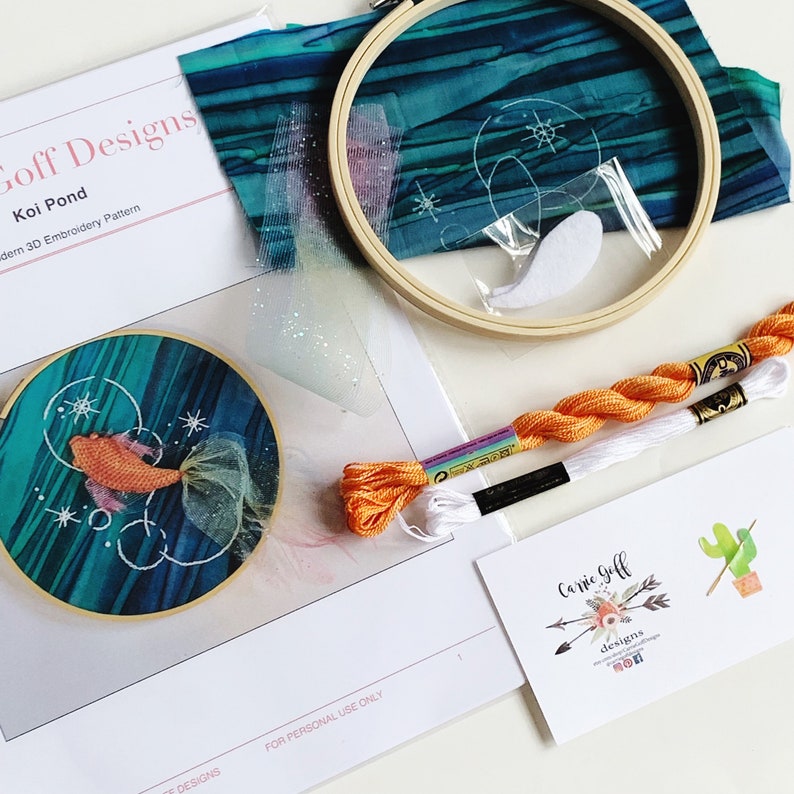 Koi Fish Embroidery Kit | 3D | DIY Embroidery - Etsy