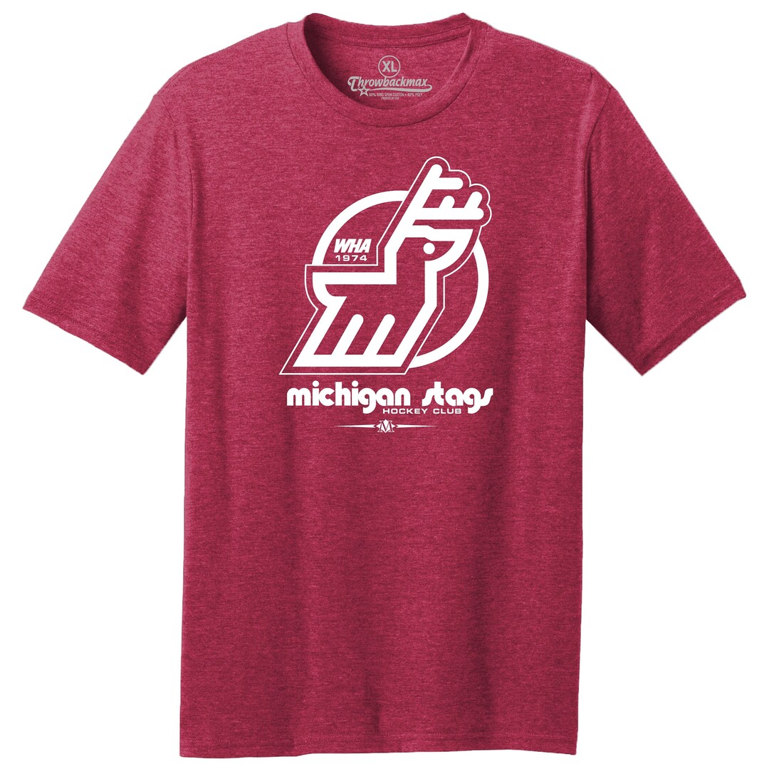 Michigan Stags Hockey Tee: 1974 WHA Classic Tri-blend Shirt - Etsy