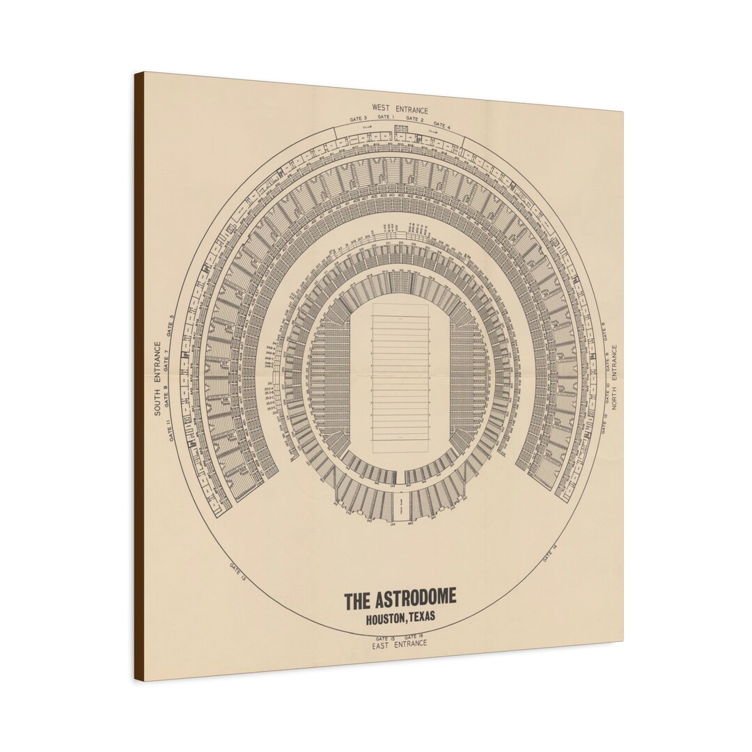 Original Houston Astrodome Blueprint Stretched Matte Canvas Wall Art 1. ...