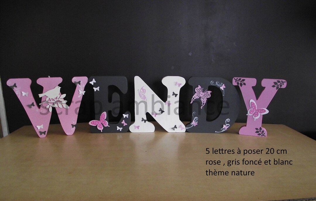 Wooden First Name Letter, Baby Letter, Birth Gift, First Name to Pose ...