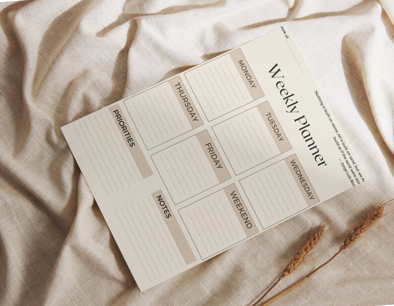 Printable Weekly Planner With Inspiring Sartre Quote Planner Pages for ...