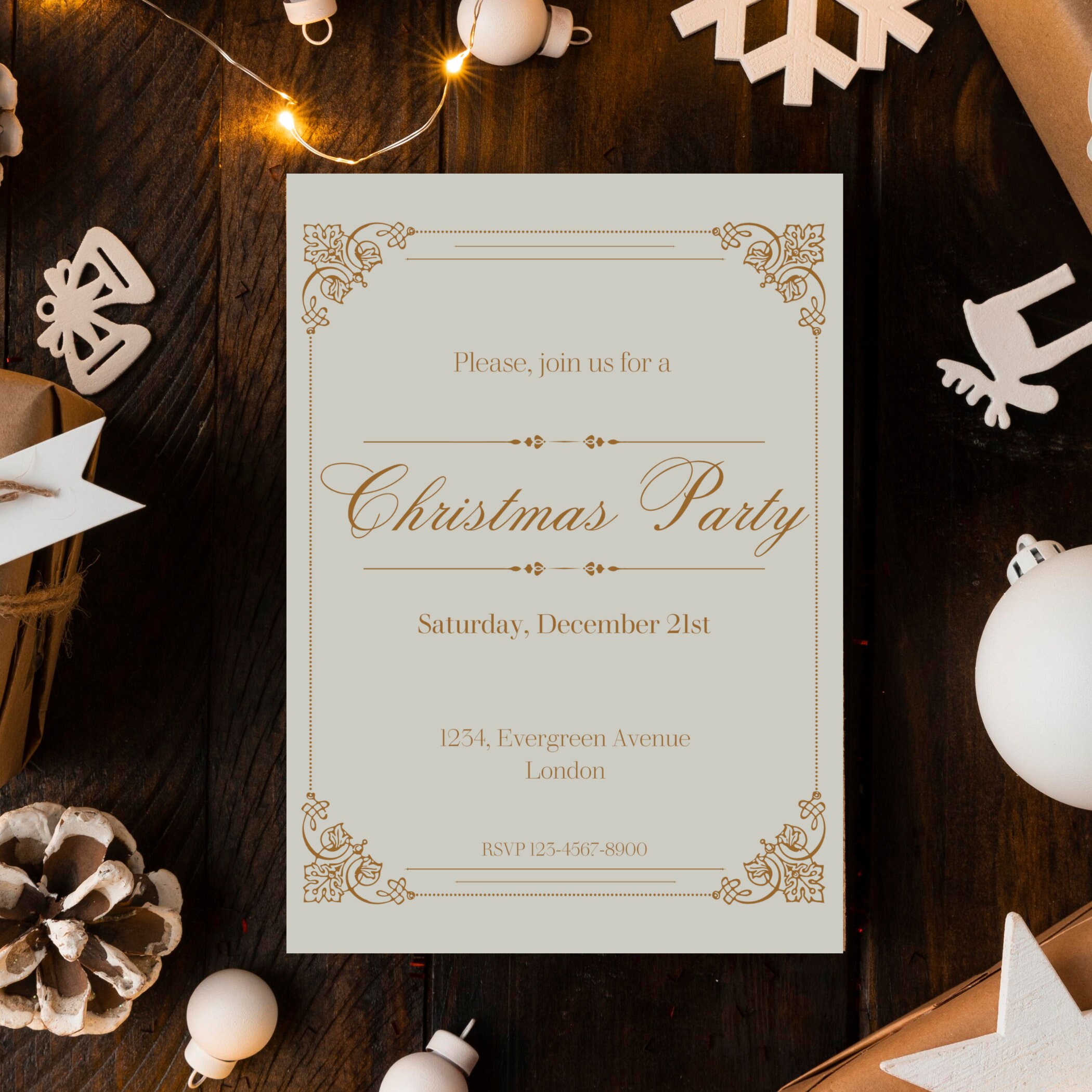 Elegant Christmas Party Invitation Template Custom Printable Holiday ...