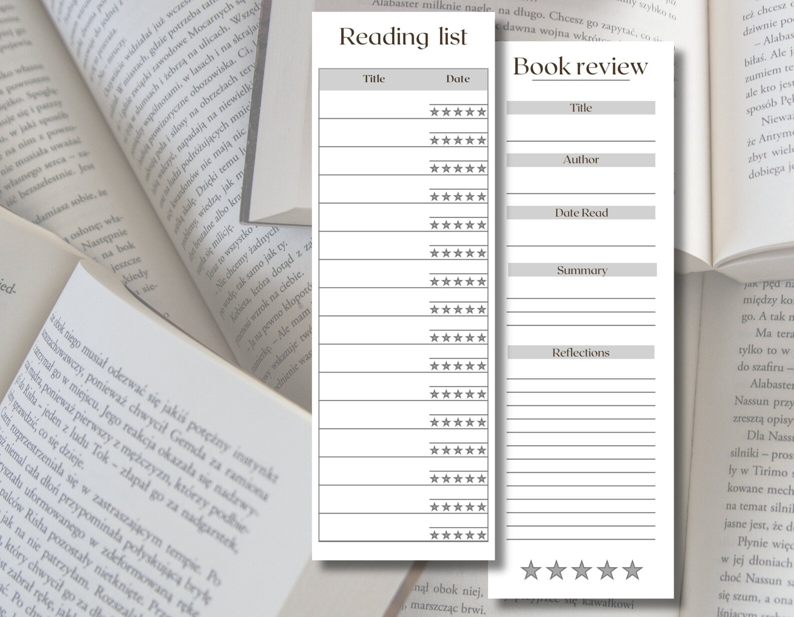 Printable Reading List Bookmarks: Book Review, Reading Challenge (PDF ...