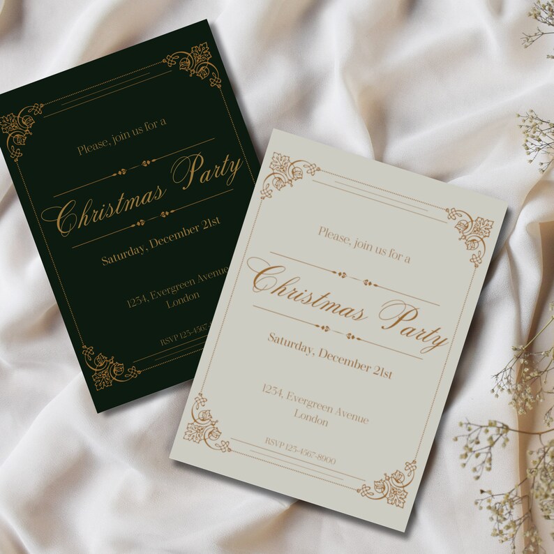 Elegant Christmas Party Invitation Template Custom Printable Holiday ...