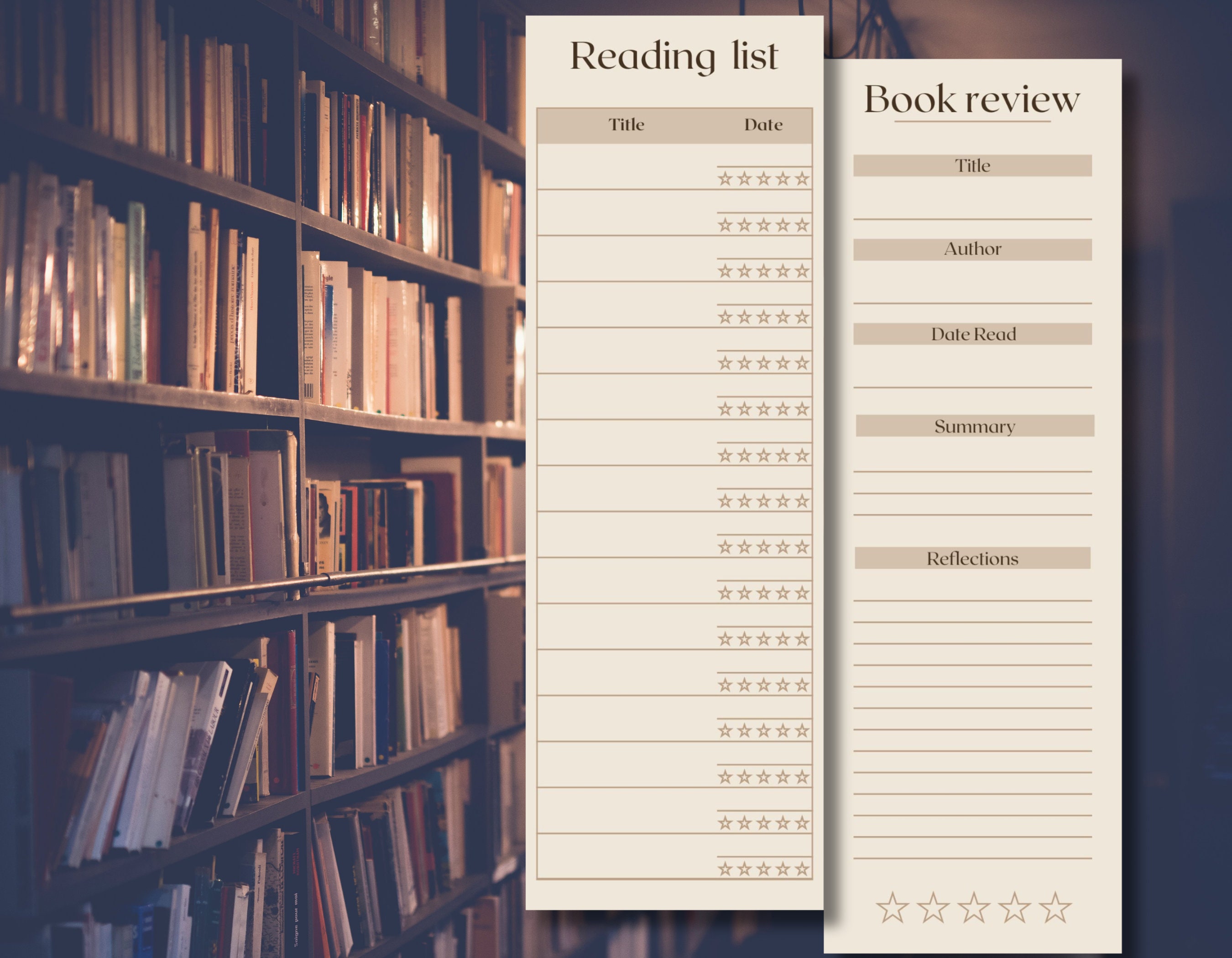 Printable Reading List Bookmarks: Book Review, Reading Challenge (PDF ...