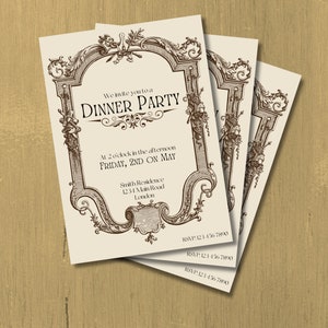 Victorian Dinner Invitation Template, Vintage, Elegant Party Invite ...