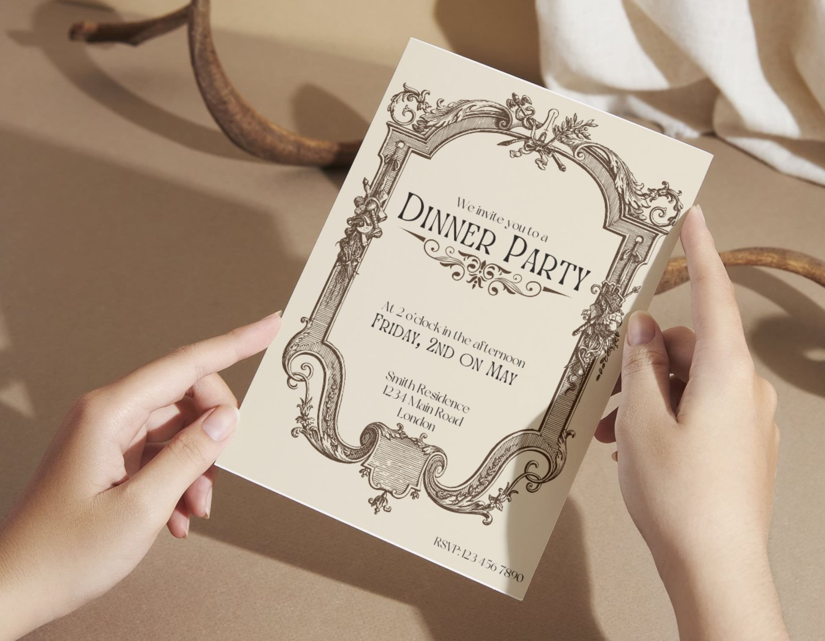 Victorian Dinner Invitation Template, Vintage, Elegant Party Invite ...
