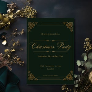Elegant Christmas Party Invitation Template Custom Printable Holiday ...