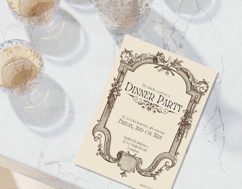 Victorian Dinner Invitation Template, Vintage, Elegant Party Invite ...