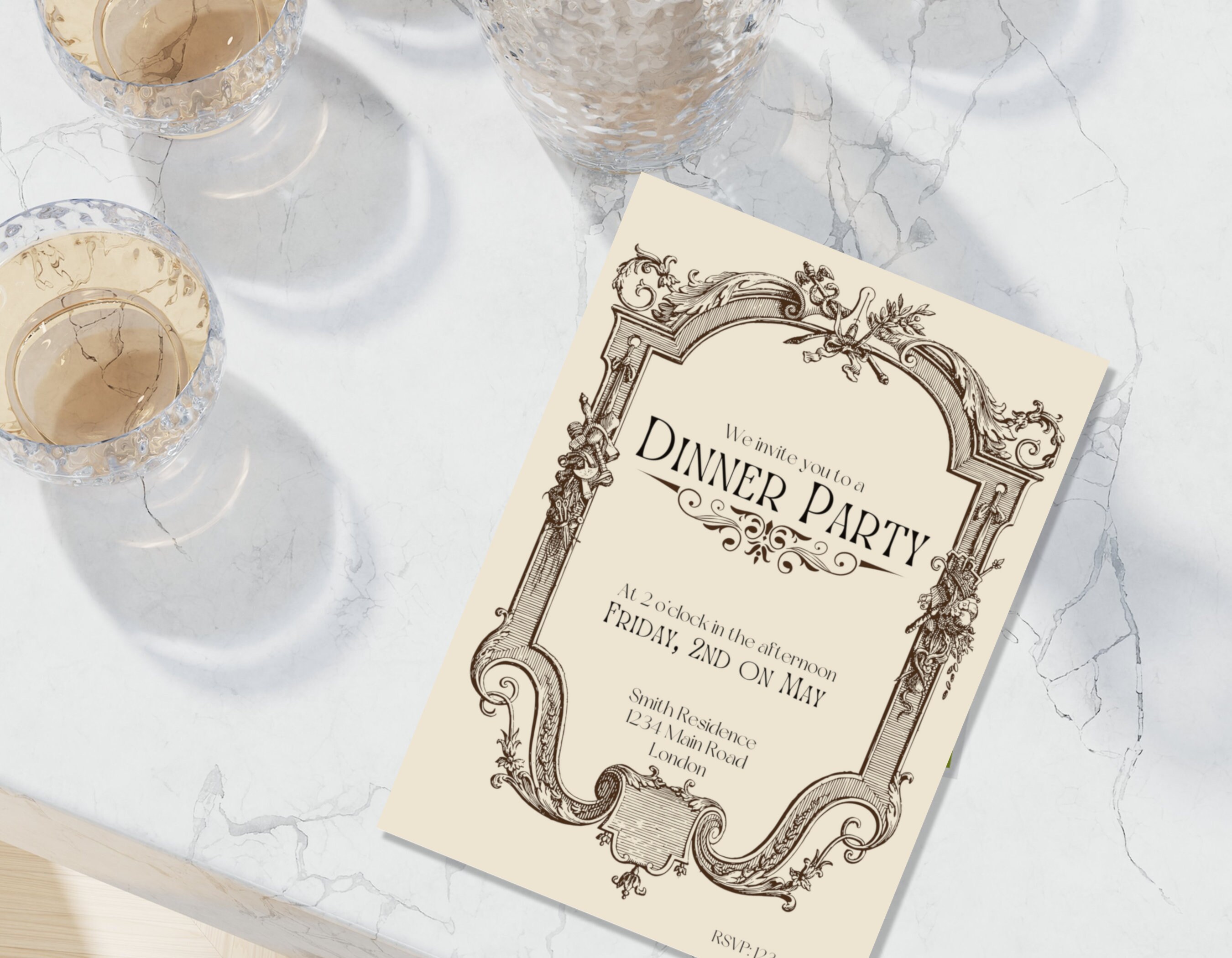 Victorian Dinner Invitation Template, Vintage, Elegant Party Invite ...