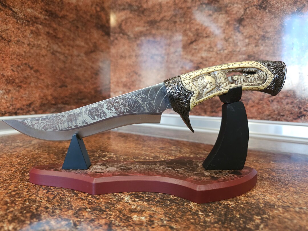 Hunting Knife Bear Engraved Knife Unique Blade Unique Knife Handmade ...
