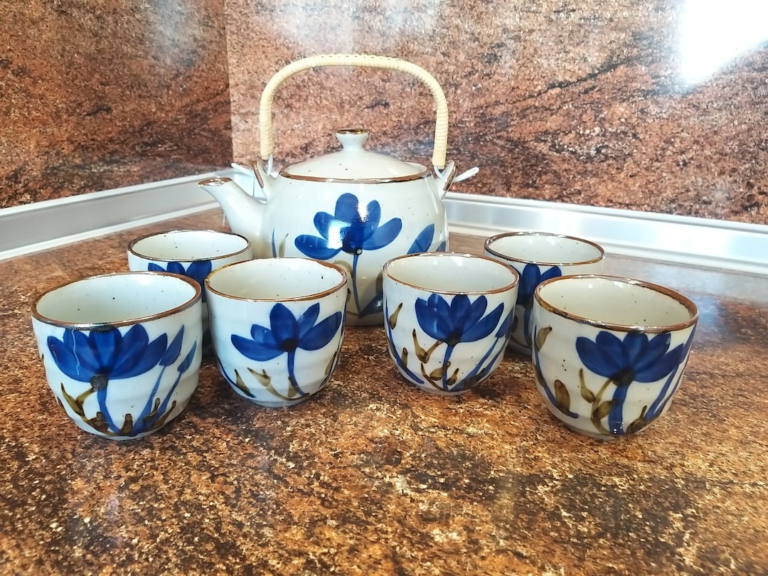 Vintage Tea Set Rare Tea Set Lotus Flower Tea Set China Porcelain Tea ...