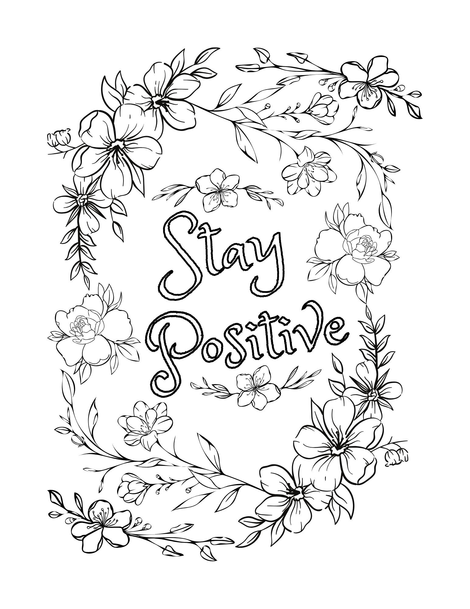 Stay Positive Coloring Page Positive Affirmations - Etsy