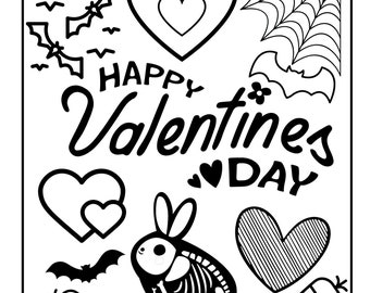 Happy Valentines Day Boo Valentines Pun Spooky Theme Coloring Page - Etsy