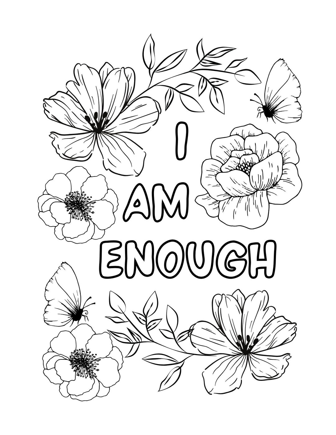 I Am Enough Coloring Page - Etsy
