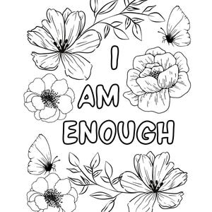 I Am Enough Coloring Page - Etsy
