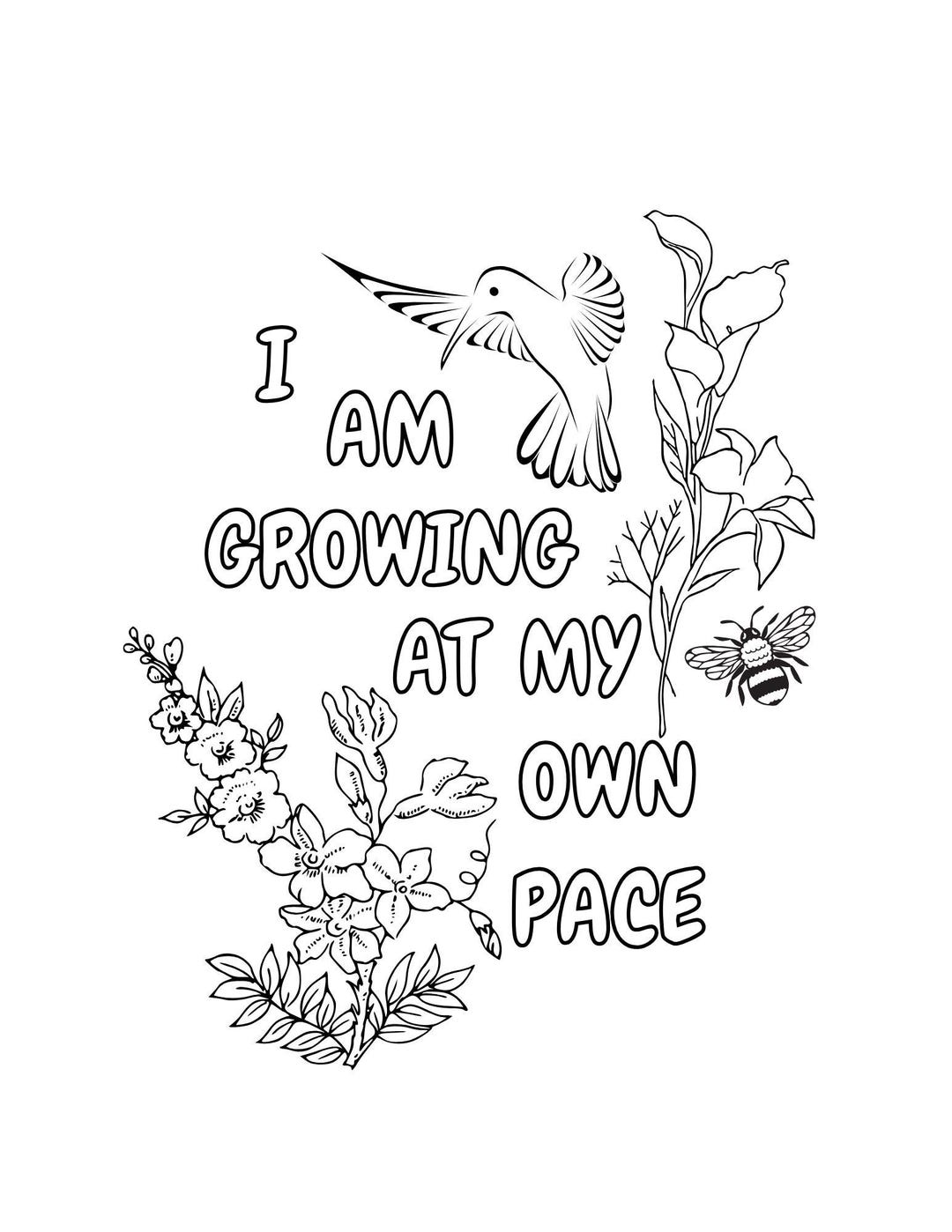 I Am Growing at My Own Pace Positive Affirmations Coloring Page - Etsy