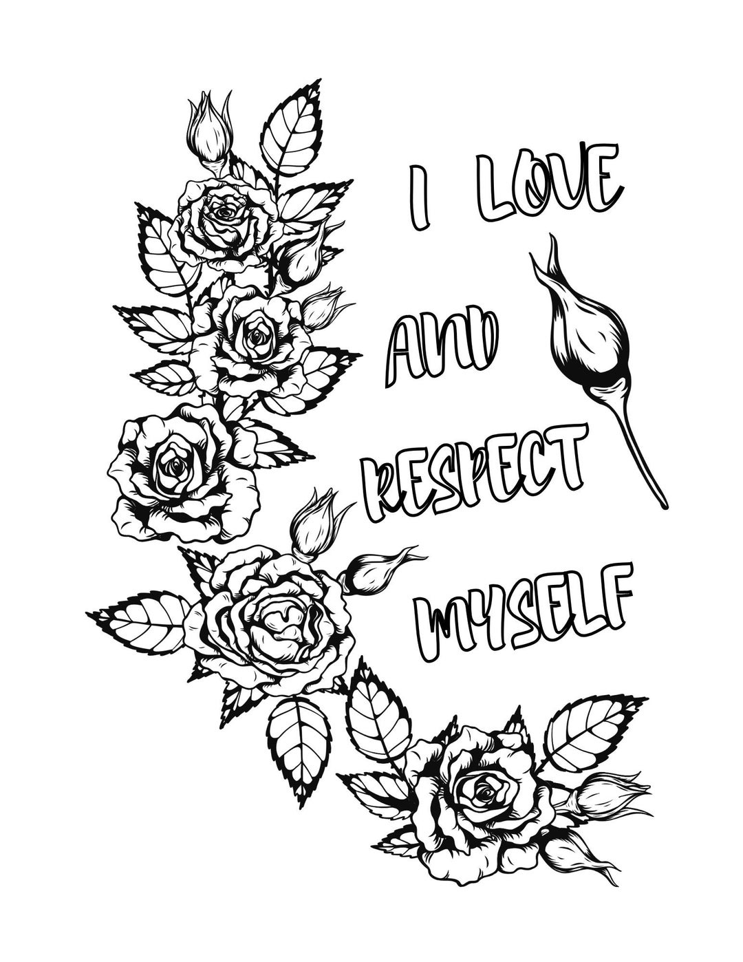 I Love and Respect Myself Positive Affirmations Coloring Page - Etsy