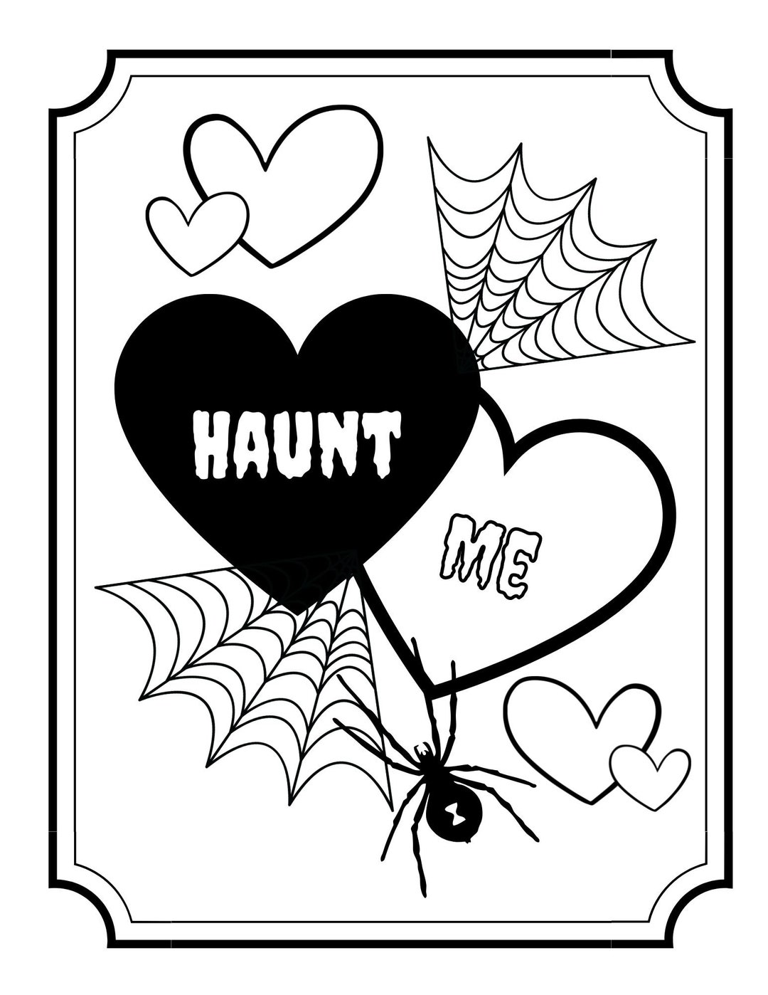 Haunt Me Valentines Pun Spooky Theme Coloring Page - Etsy