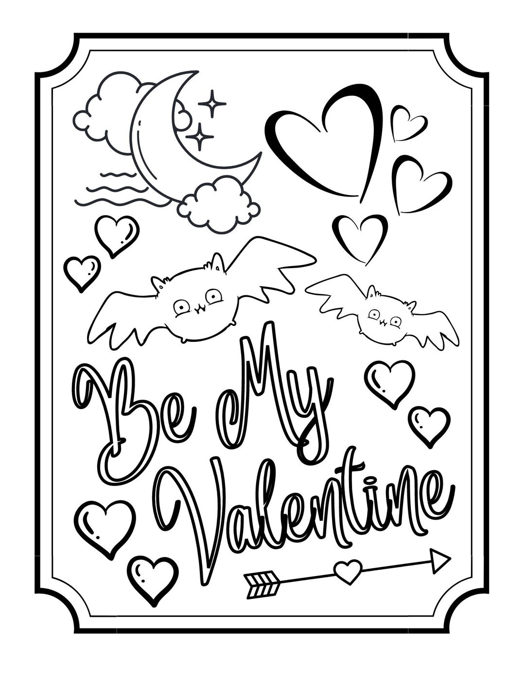 Be My Valentine Spooky Themed Coloring Page - Etsy