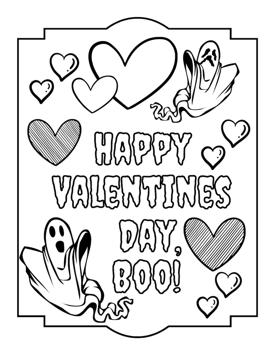 Happy Valentines Day Boo Valentines Pun Spooky Theme Coloring Page - Etsy
