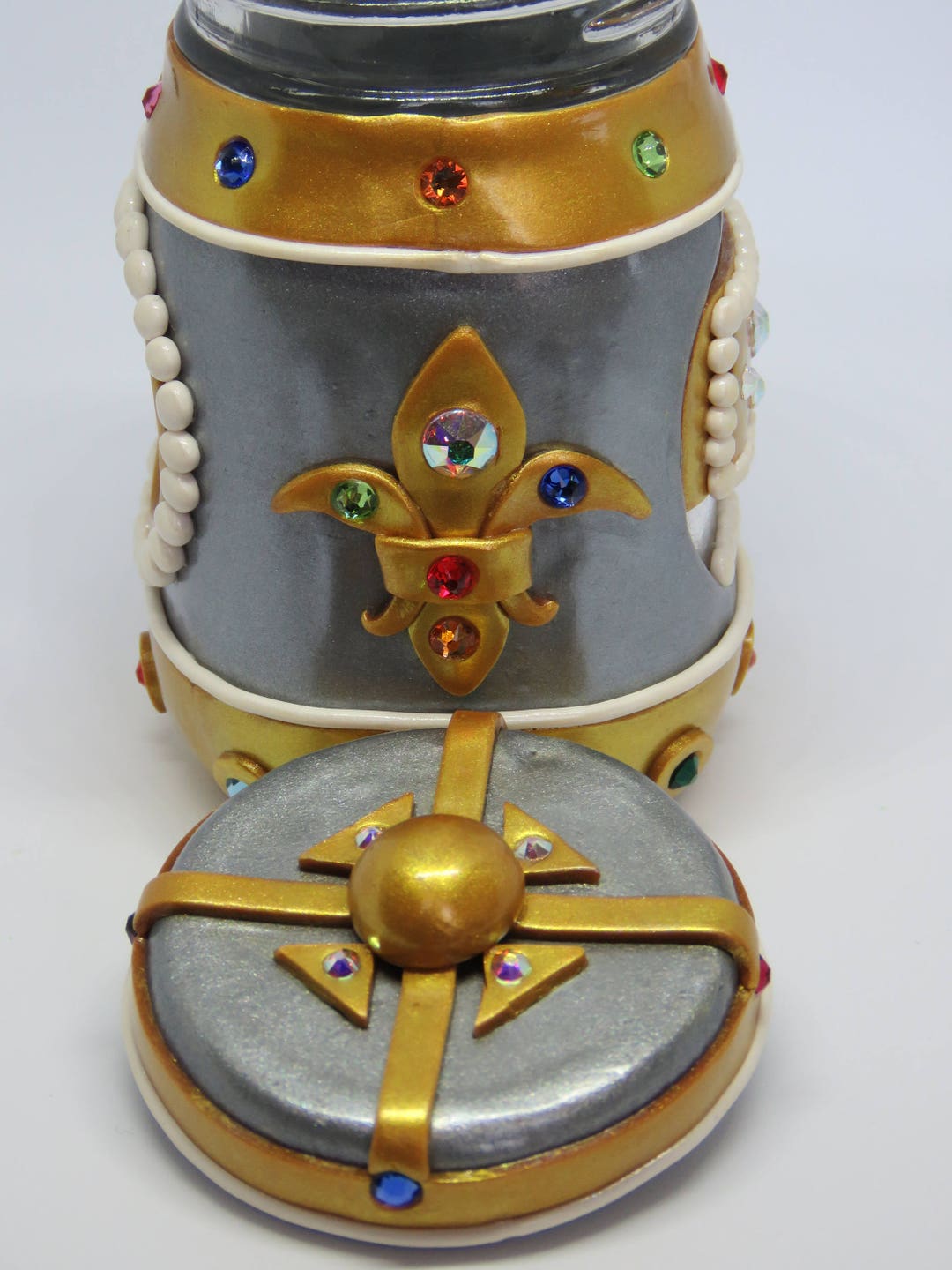 Polymer Clay Crown Jar, Crown and Jewelry Jar, Crown Jewels Replica, St ...