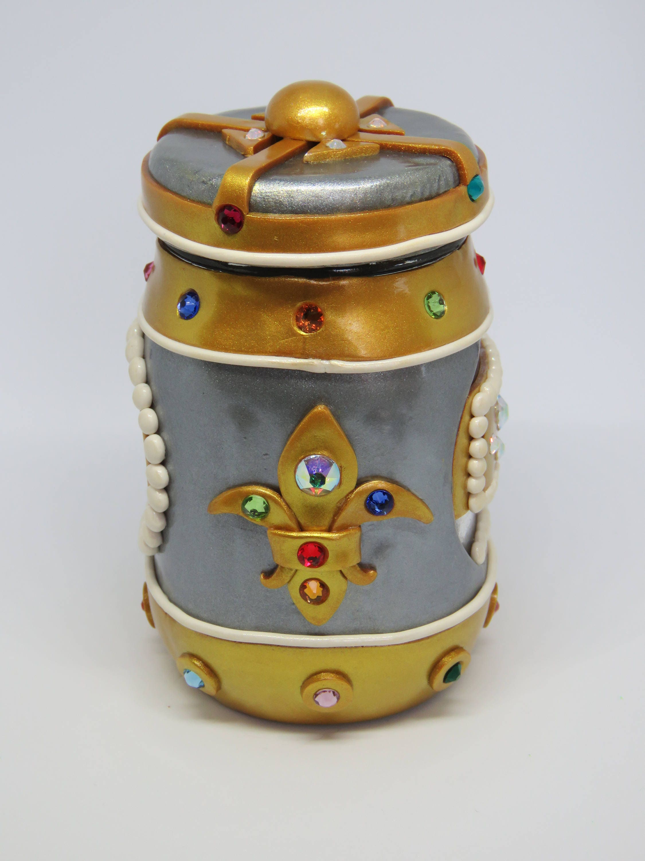 Polymer Clay Crown Jar, Crown and Jewelry Jar, Crown Jewels Replica, St ...