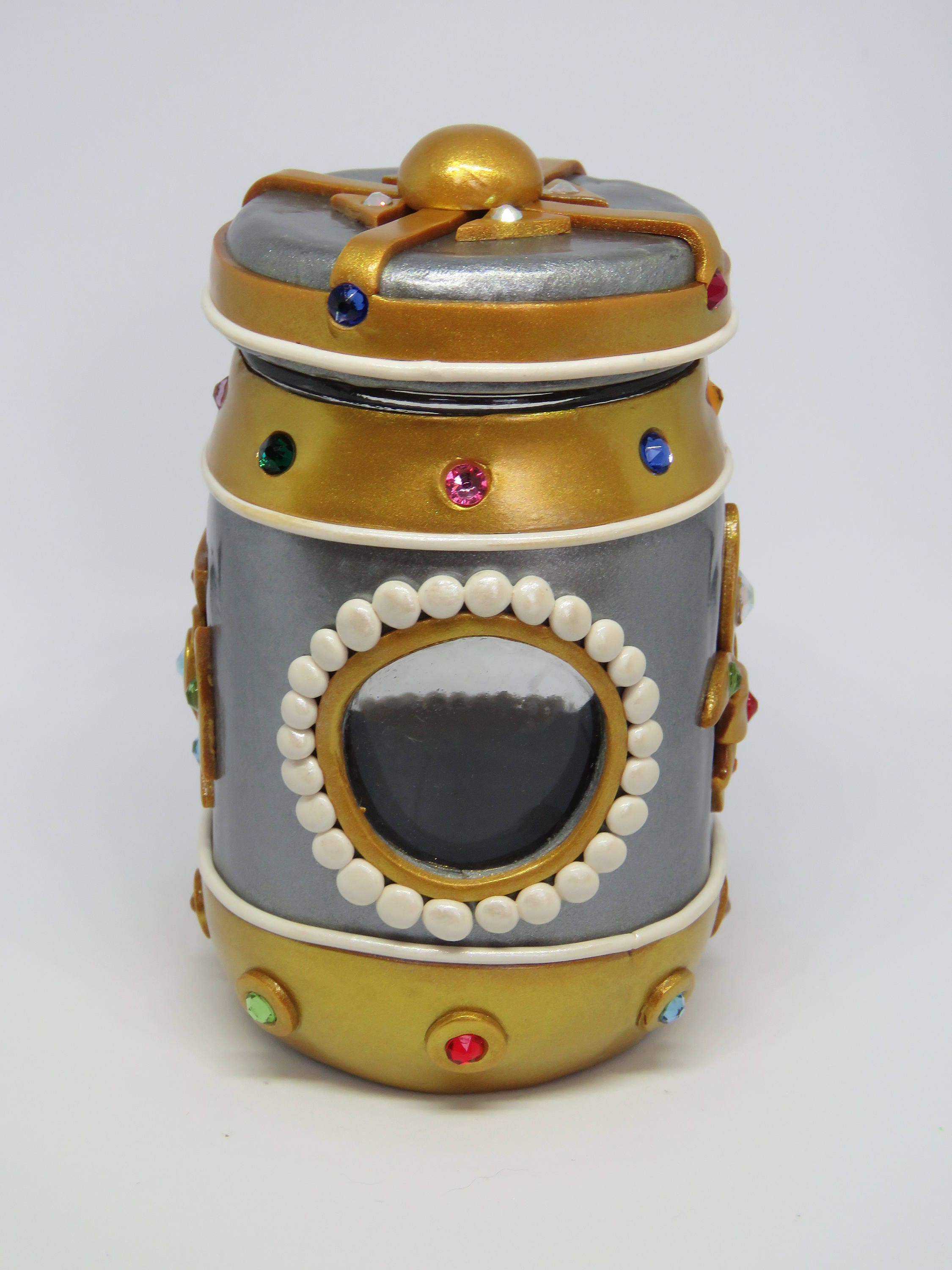Polymer Clay Crown Jar, Crown and Jewelry Jar, Crown Jewels Replica, St ...